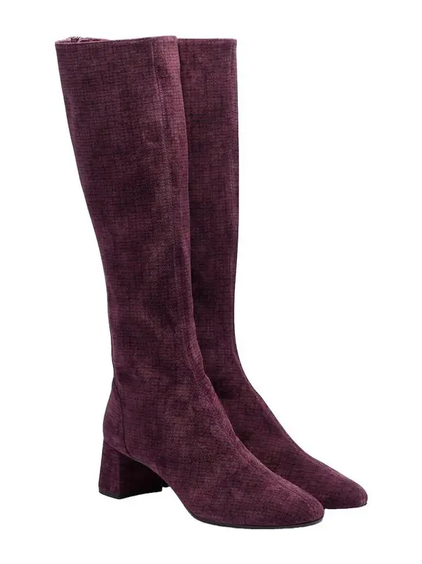 AQUAZZURA Saint Honoré 50 Suede Knee-high Boots - Purple