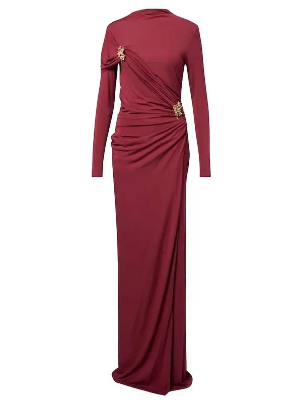 Simkhai Izadora Embellished Jersey Gown - Burgundy