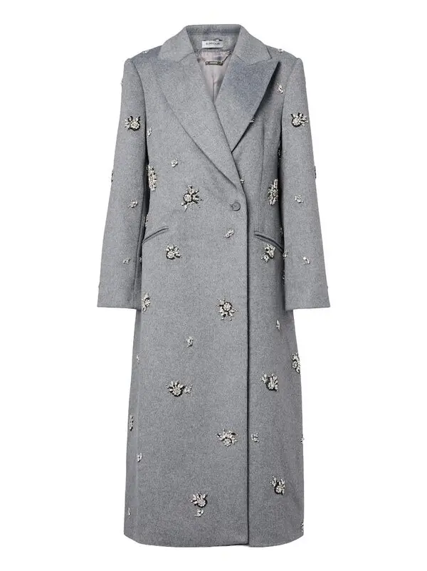 Simkhai Gianni Embellished Wool-blend Coat - Grey