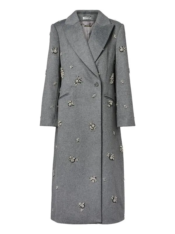 Simkhai Gianni Embellished Wool-blend Coat - Grey