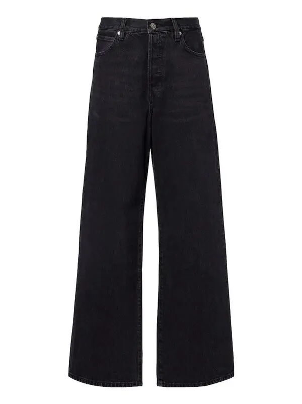 FRAME Collegiate High-rise Wide-leg Jeans - Black