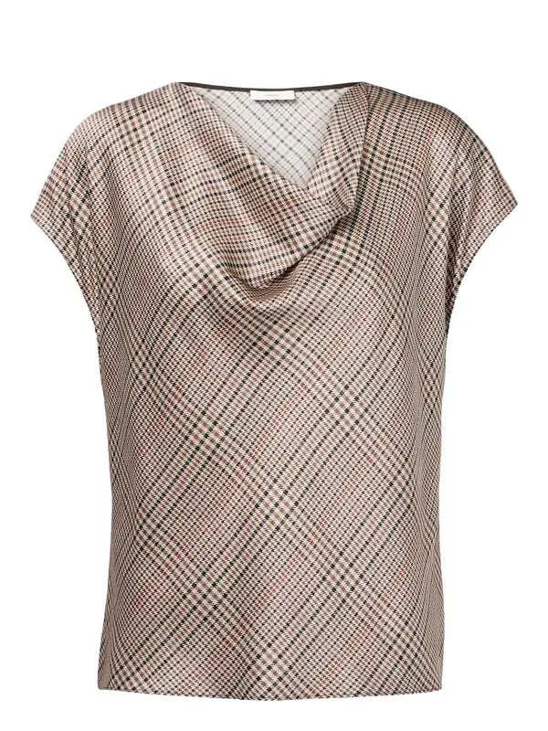 Vince Houndstooth Silk Top - Brown
