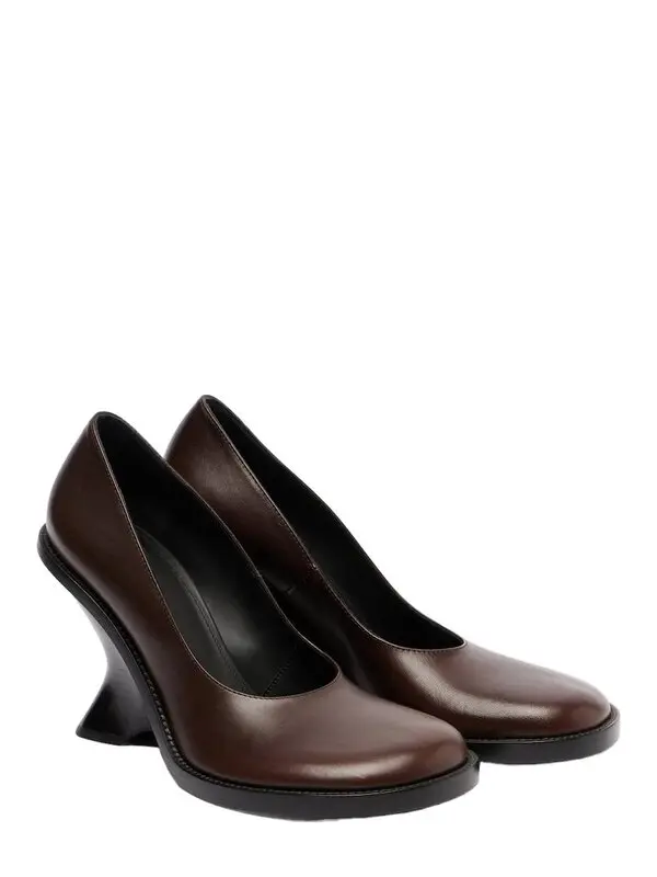 Dries Van Noten 95 Leather Wedges - Brown