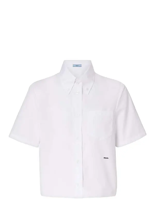 Prada Logo Cotton Poplin Shirt - White