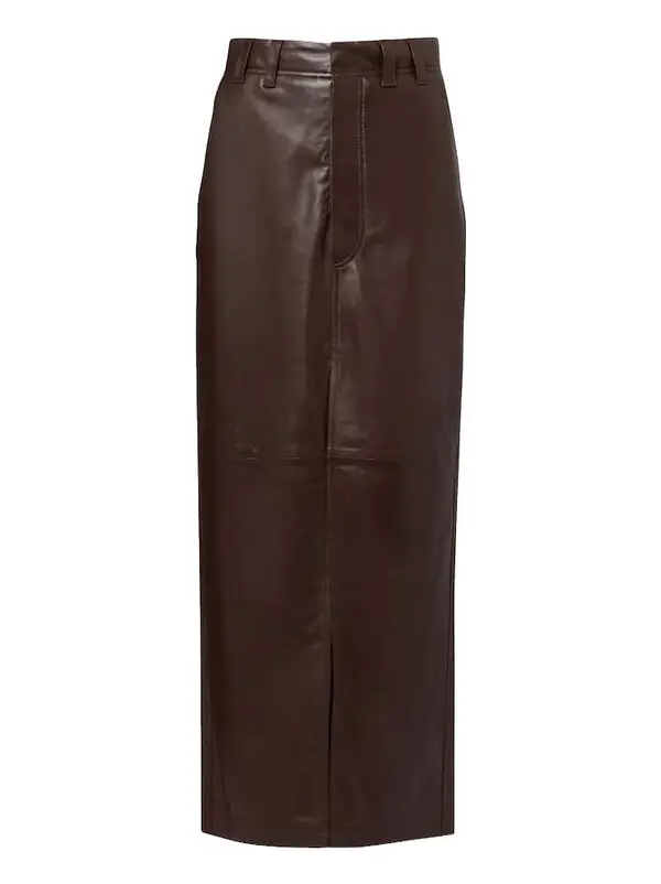 Brunello Cucinelli Leather Maxi Skirt - Brown