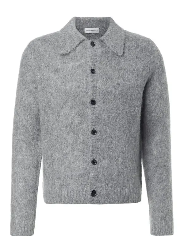 Dries Van Noten Cropped Alpaca And Wool-blend Cardigan - Grey