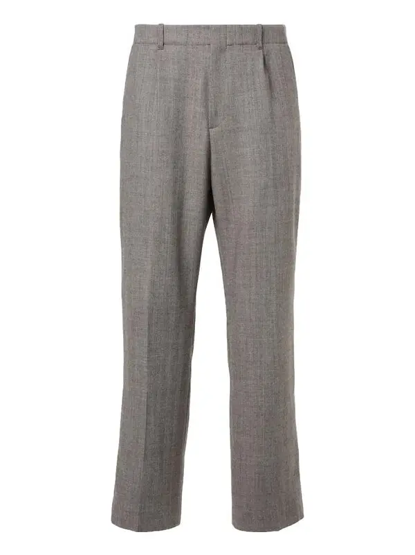 Our Legacy Borrowed Virgin Wool Chinos In Brown Natural Herringbone - Grey