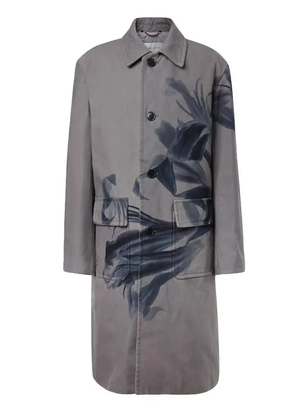 Dries Van Noten Randale Floral Cotton Trench Coat - Grey
