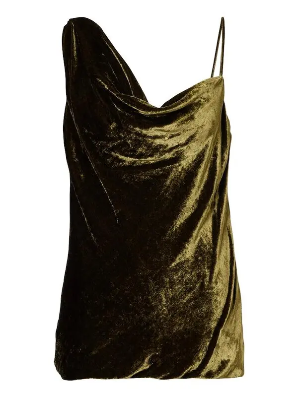 Dries Van Noten Draped Velvet Top - Green
