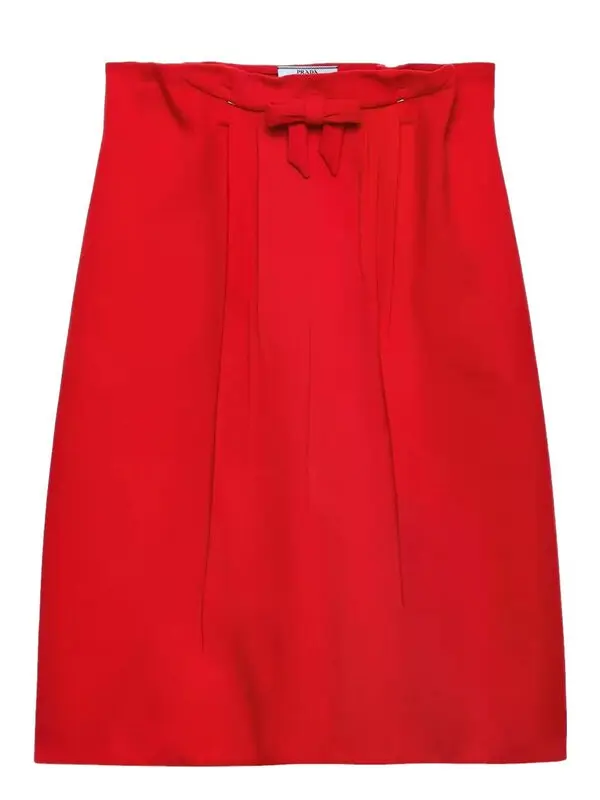 Prada Bow-detail Pleated Midi Straight Skirt - Red