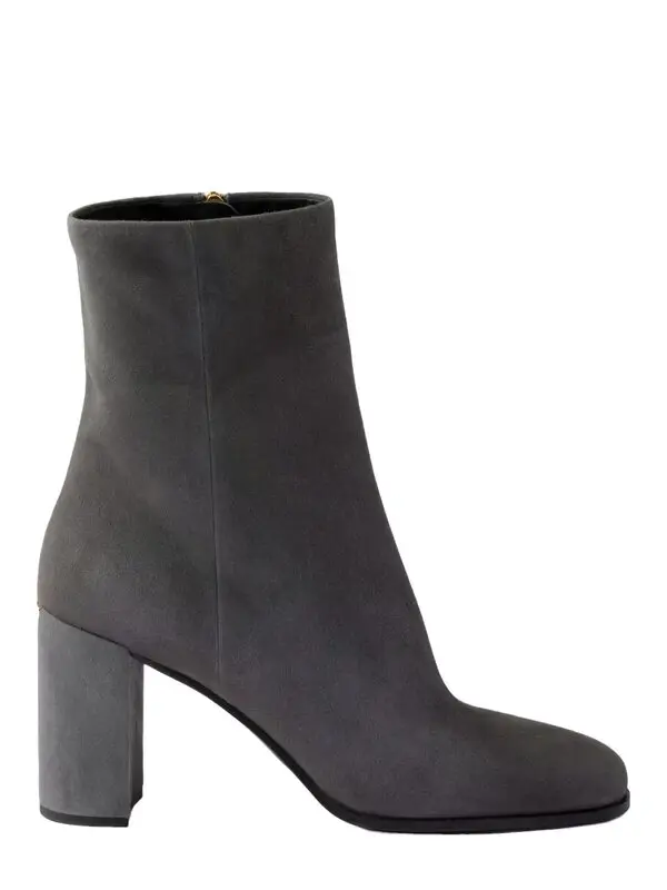 Prada 85mm Suede Block-heel Boots - Grey