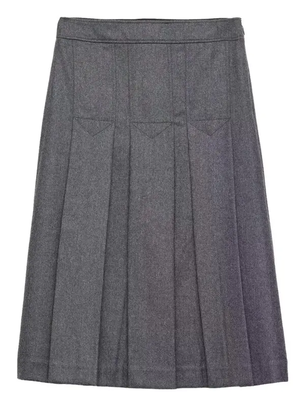 Prada Pleated Flannel Skirt - Grey