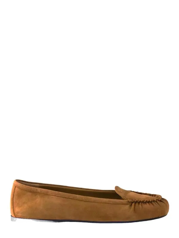 Prada Ruffled Suede Loafers - Brown