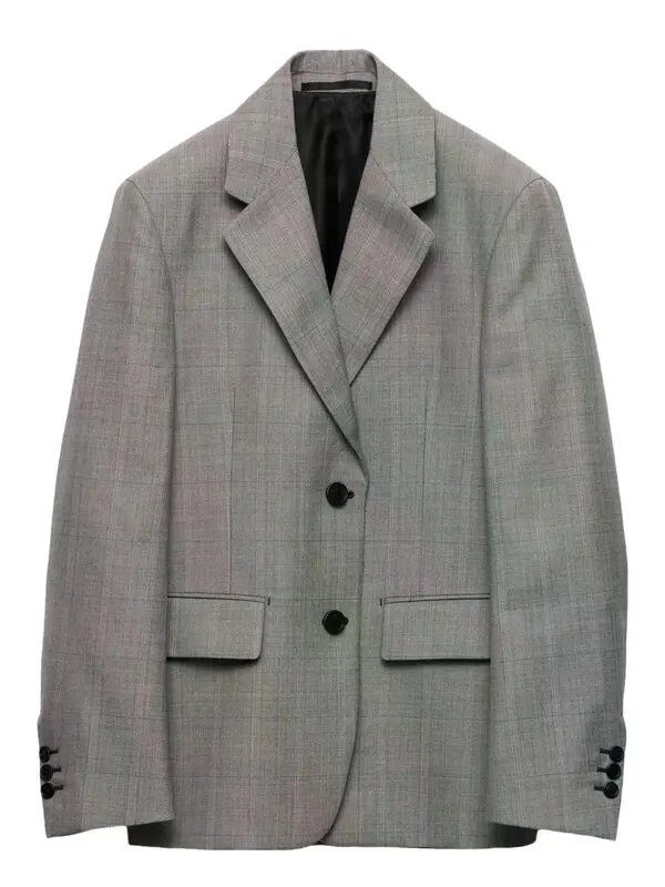 Prada Checked Notched-lapel Blazer - Grey