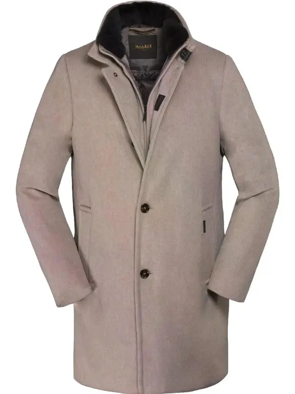 MOORER Cashmere Single-breasted Coat - Neutrals