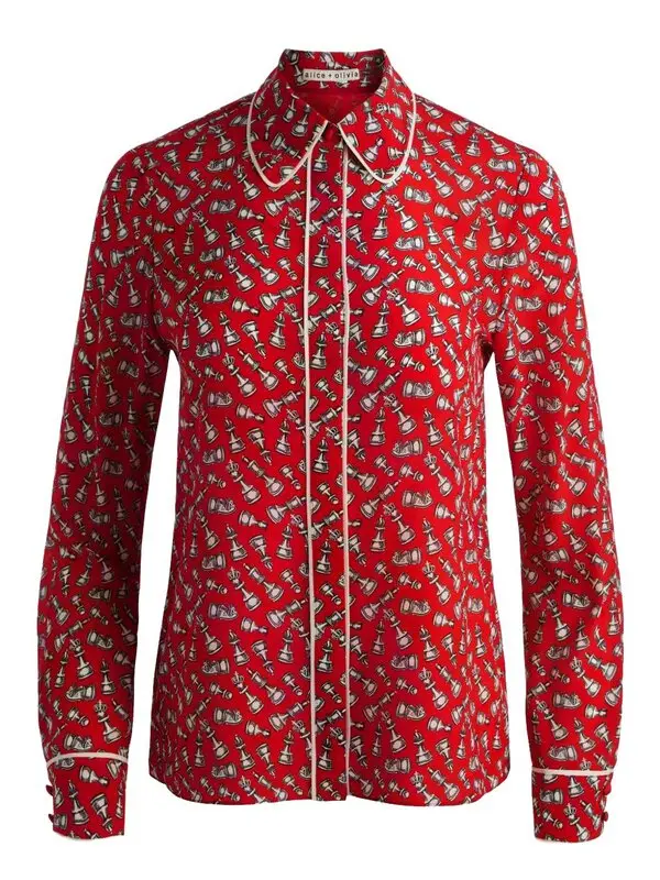 Alice + Olivia Willa Chess-print Shirt - Red