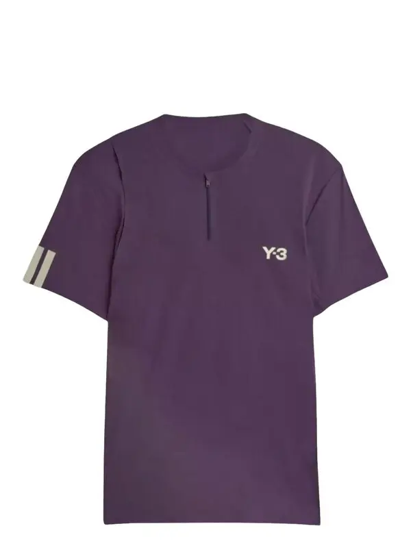 Y3 Zip-neck Panelled T-shirt - Purple