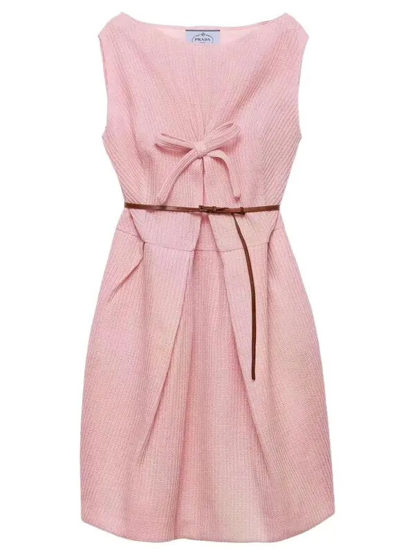 Prada Bow-detail Pleated Dress - Pink