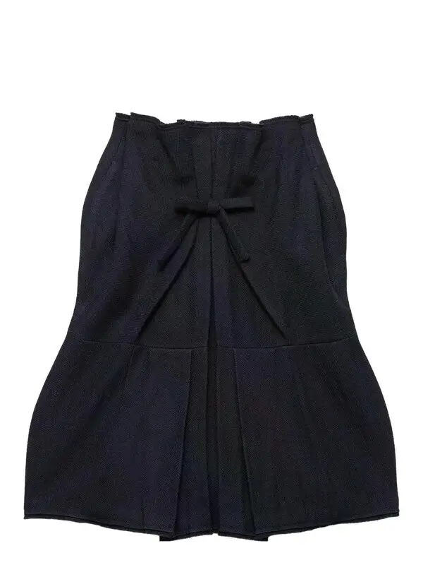Prada Chevron Wool Midi Skirt - Blue