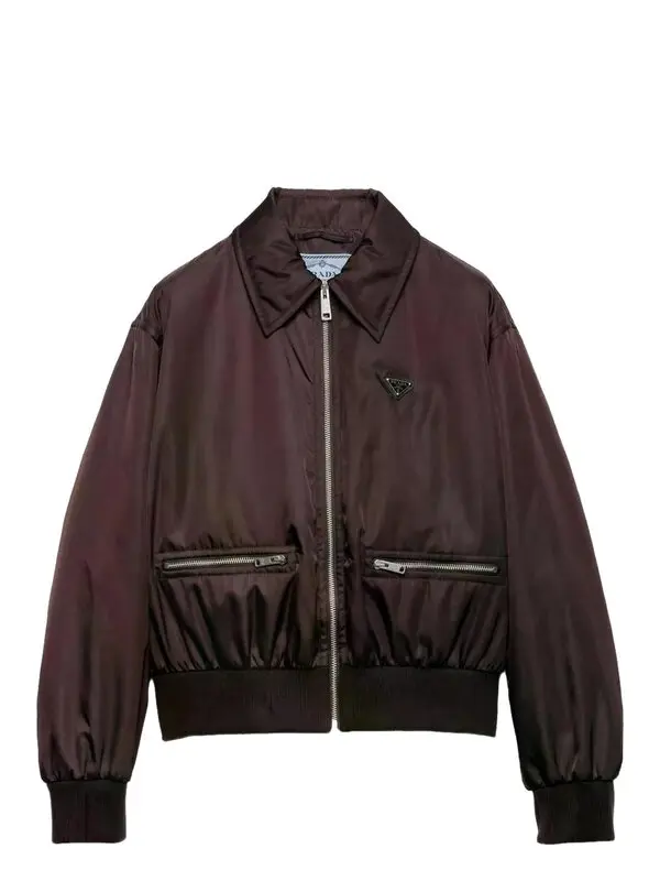 Prada Re-nylon Triangle-logo Jacket - Brown