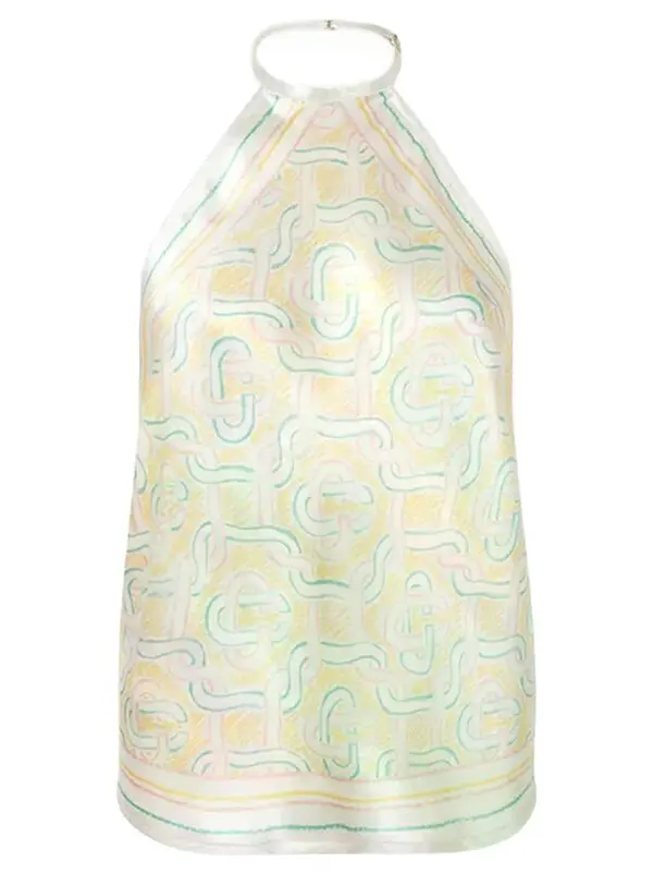 Casablanca Printed Halterneck Dress - Neutrals