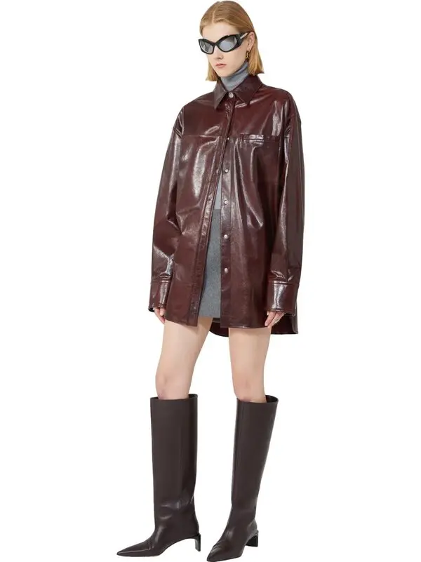 Max Mara Oversized Nappa Leather Shirt - Bordeaux