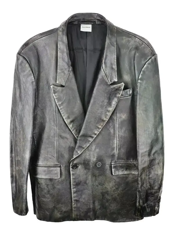 Readymade Double-breasted Leather Jacket - Black