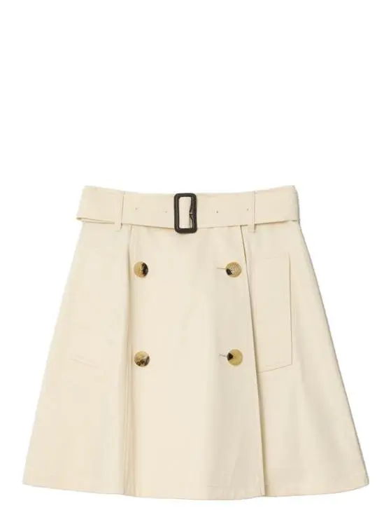 Burberry Gabardine Trench Mini Skirt - Ceramic White