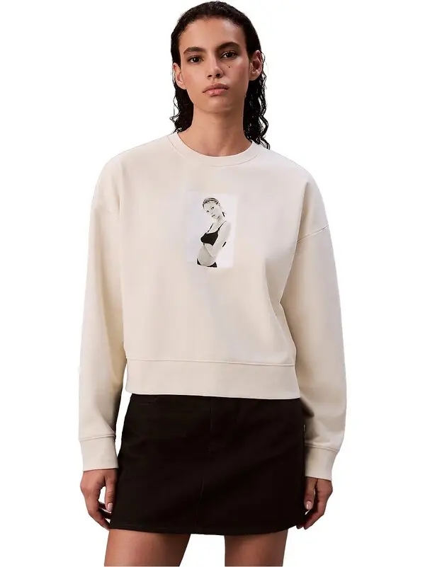 Calvin Klein Kate Moss Terry Graphic Relaxed Sweatshirt - Baby's Breath