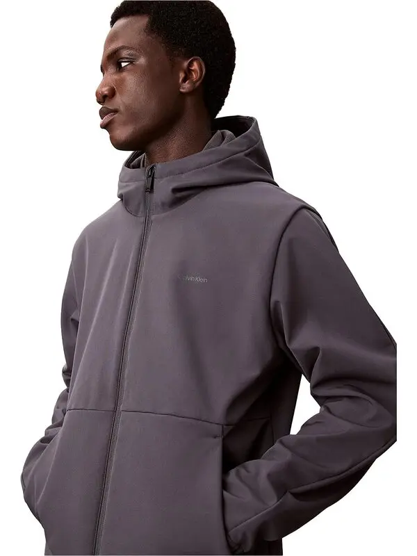 Calvin Klein Hooded Softshell Zip Jacket - Dark Grey