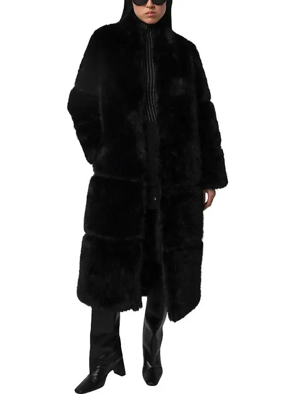 Apparis Sylke Sable Faux Fur Coat - Noir