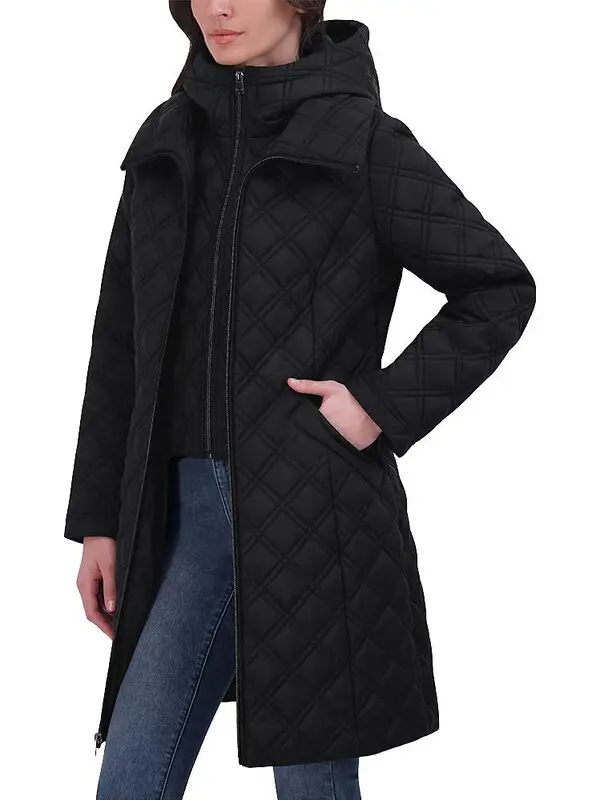 Tahari Laura Quilted Coat - Noir