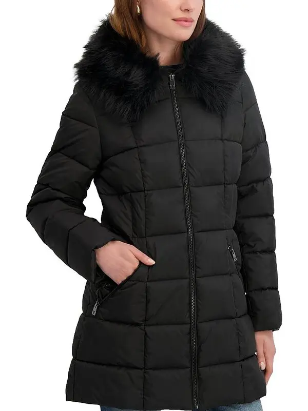 Tahari Brie Quilted Coat - Black