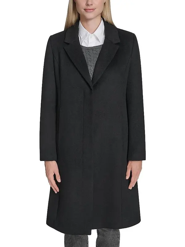 Cole Haan Single Breasted Notch Collar Coat - Black