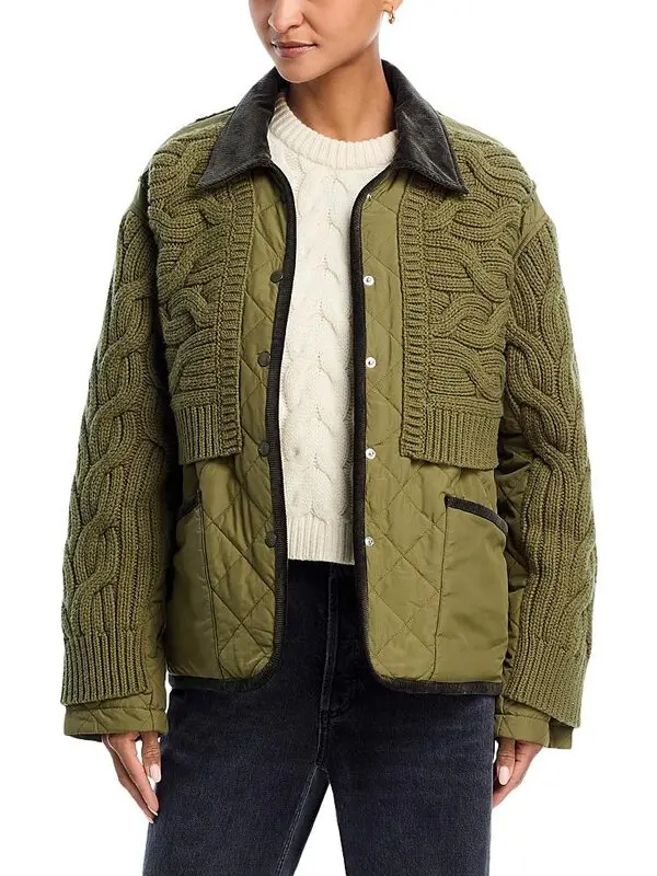 Rag & Bone Ivy Mixed Media Jacket - Moss