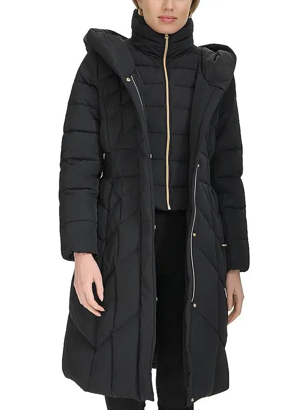Cole Haan Hooded Puffer Coat - Black