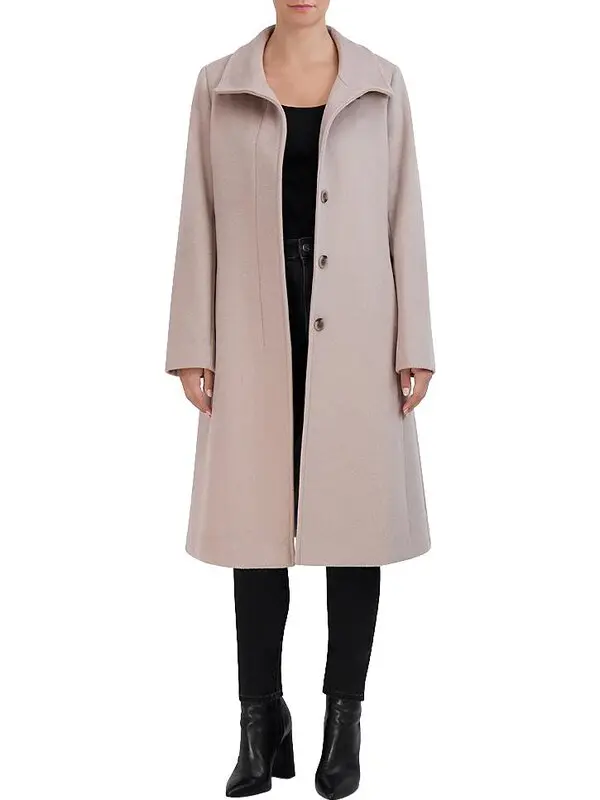 Cole Haan Flared Button-front Coat - Stone
