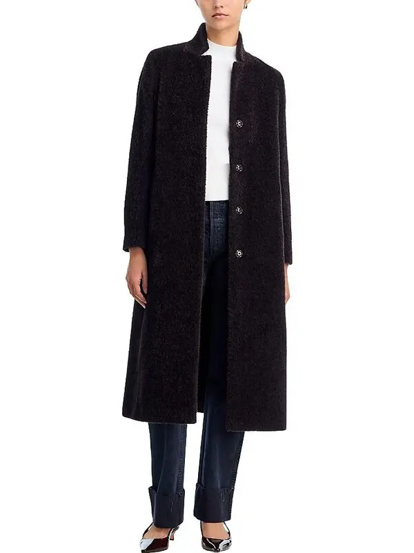 Cinzia Rocca Notch Stand Collar Long Coat - Espresso