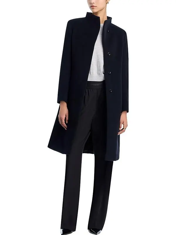 Cinzia Rocca Notch Stand Collar Long Coat - Black