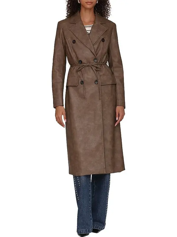 Avec Les Filles Faux-ever Leather Trench Coat - Java