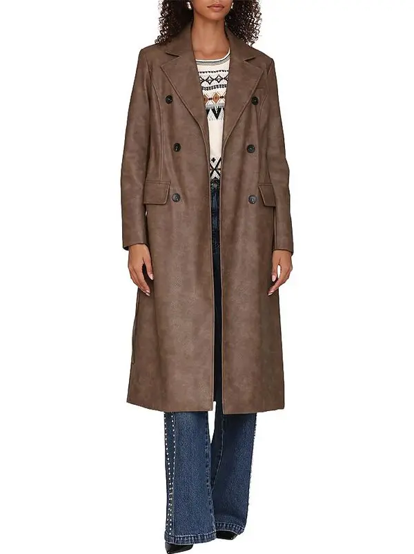 Avec Les Filles Faux-ever Leather Trench Coat - Java