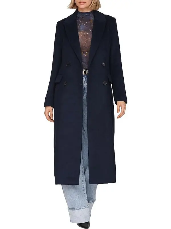 Avec Les Filles Tailored Double Breasted Coat - Navy