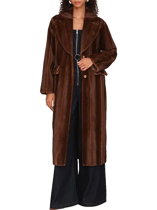 Avec Les Filles Faux Mink Fur Maxi Coat - Brown Mink