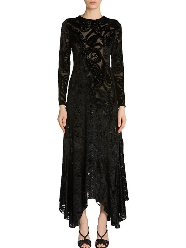 Etro Velvet Paisley Mermaid Maxi Dress - Black