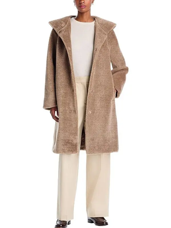 Bernardo Hooded Sherpa Coat - Taupe