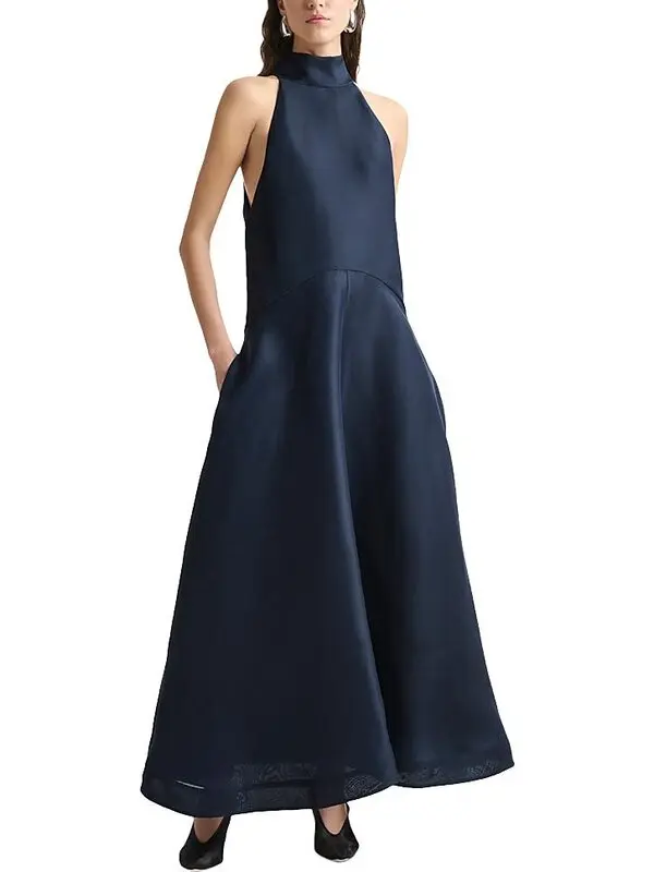 Altuzarra Becca Silk Halter Dress - Navy