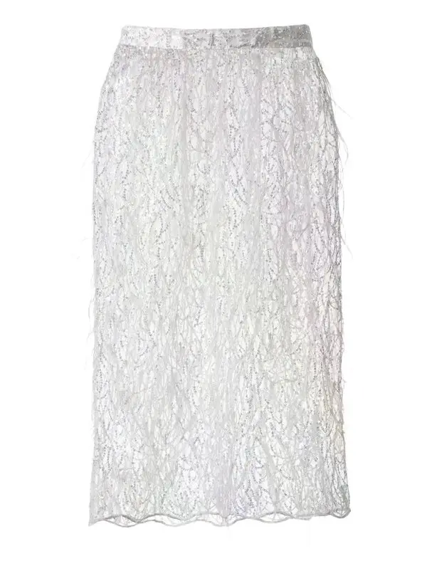 ALMAZ Sequin-embellished Midi Skirt - White