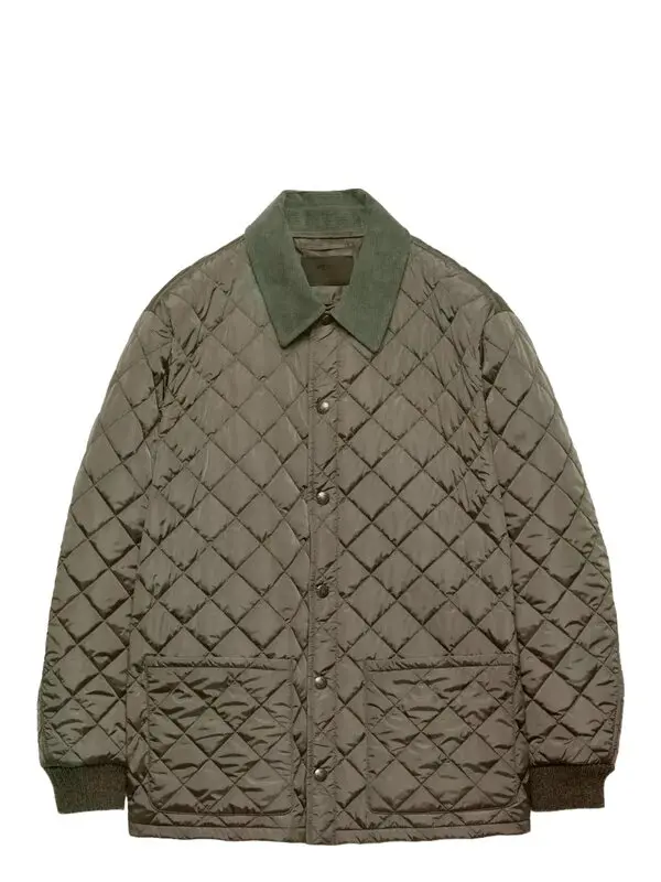 Prada Quilted Corduroy-collar Jacket - Green