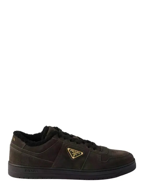 Prada Suede Sneakers With Logo - Brown