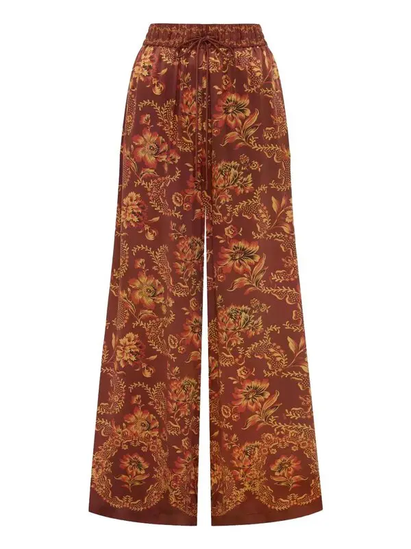 ALEMAIS Floral-print Drawstring Trousers - Red